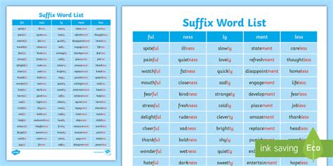 Comprehensive List of Suffixes for Words and Names - Kidzania Creator